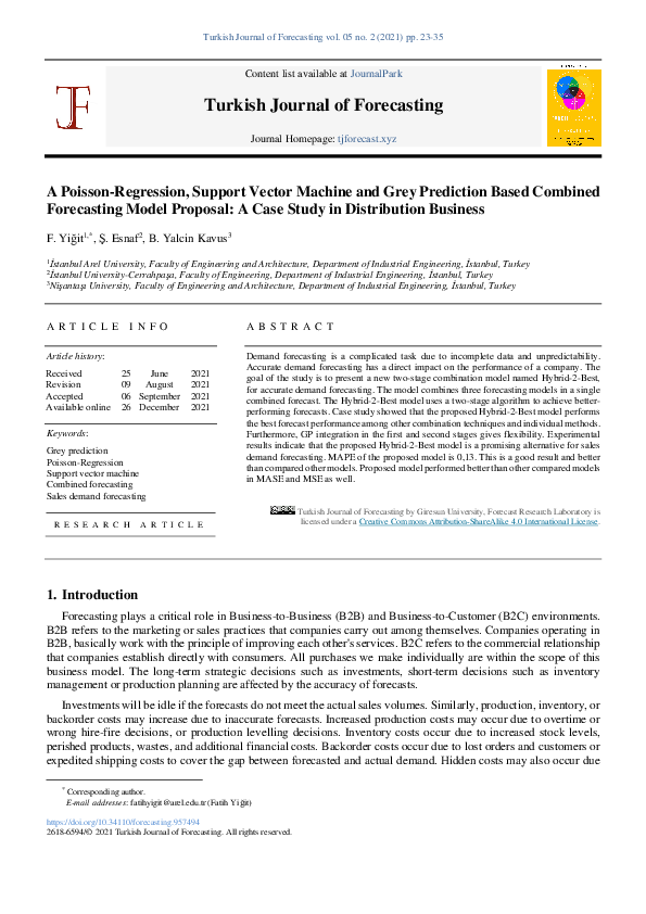 Pdf A Poisson Regression Support Vector Machine And Grey Prediction Based Combined