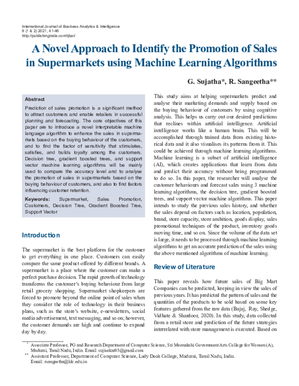 (PDF) A Novel Approach to Identify the Promotion of Sales in ...