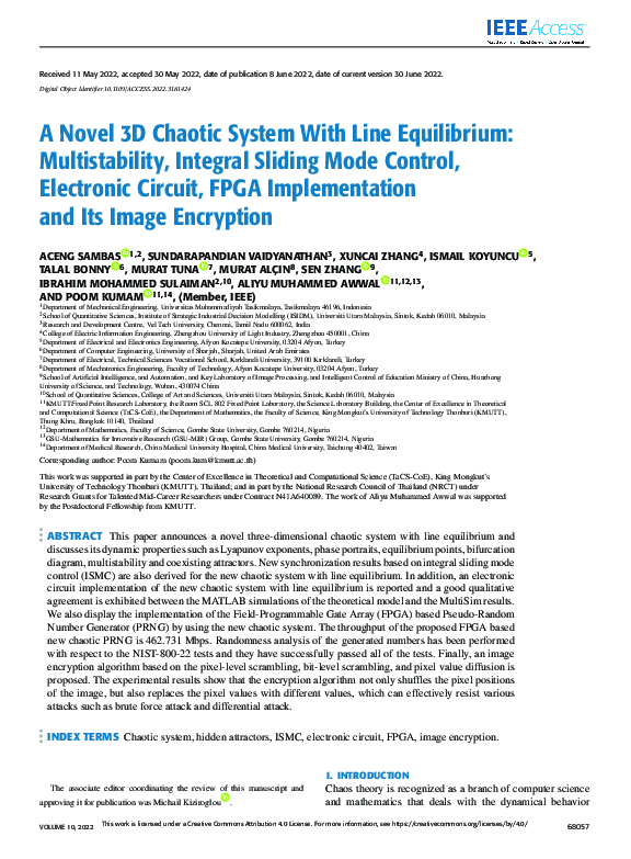 (PDF) A Novel 3D Chaotic System With Line Equilibrium: Multistability, Integral Sliding Mode ...