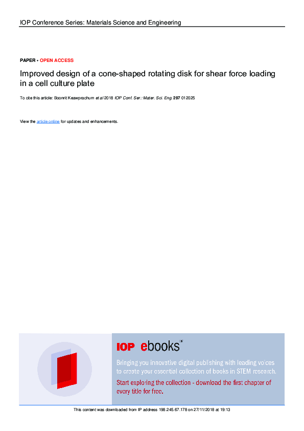 (PDF) Improved design of a cone-shaped rotating disk for shear force ...