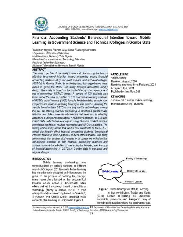 (PDF) Factors Affecting Financial Accounting Students’ Behavioural Intention toward Mobile ...