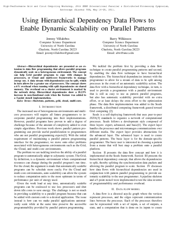 (PDF) Using Hierarchical Dependency Data Flows to Enable Dynamic Scalability on Parallel Patterns