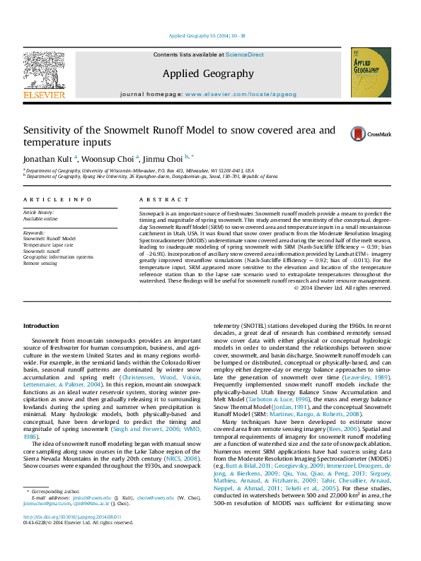 (PDF) Sensitivity of the Snowmelt Runoff Model to snow covered area and ...