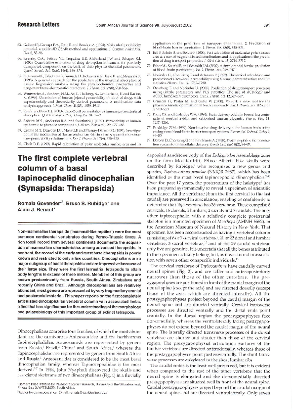 (PDF) The first complete vertebral column of a basal tapinocephalid ...