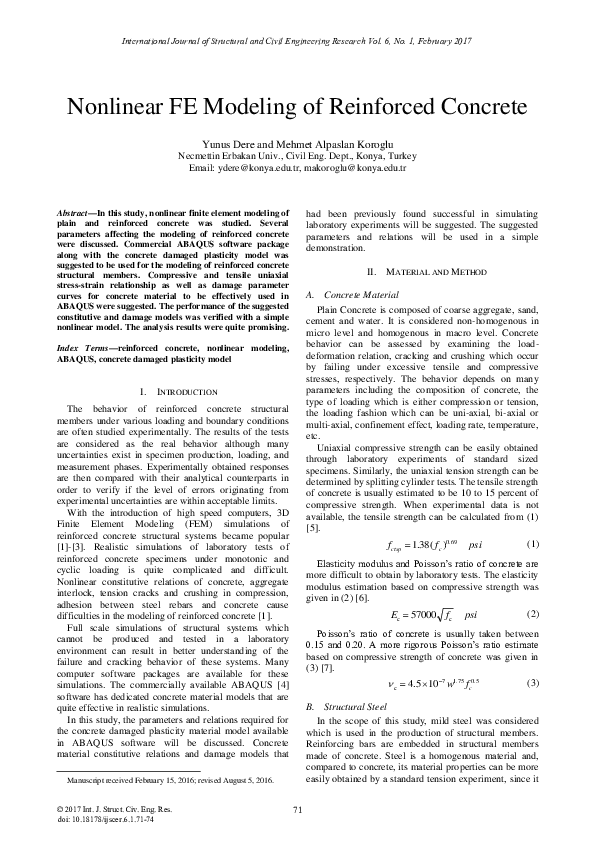 (PDF) Nonlinear FE Modeling of Reinforced Concrete