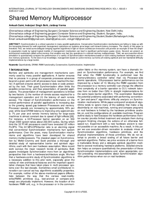 Pdf Shared Memory Multiprocessor 7647