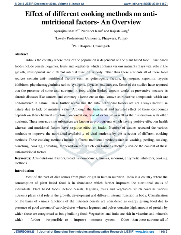 (PDF) Effect of different cooking methods on anti- nutritional factors ...