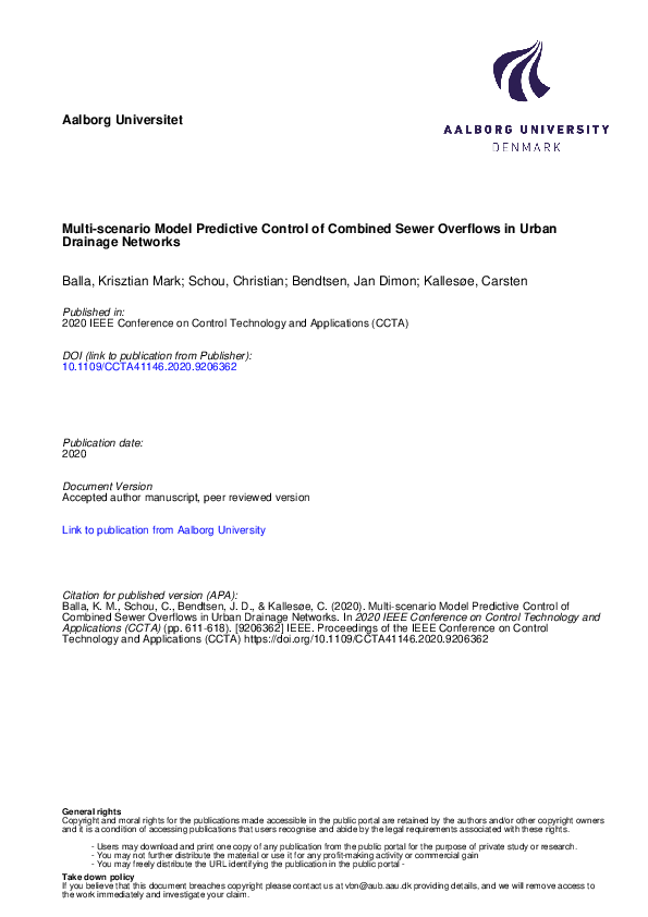 (PDF) Multi-scenario Model Predictive Control of Combined Sewer Overflows in Urban Drainage Networks