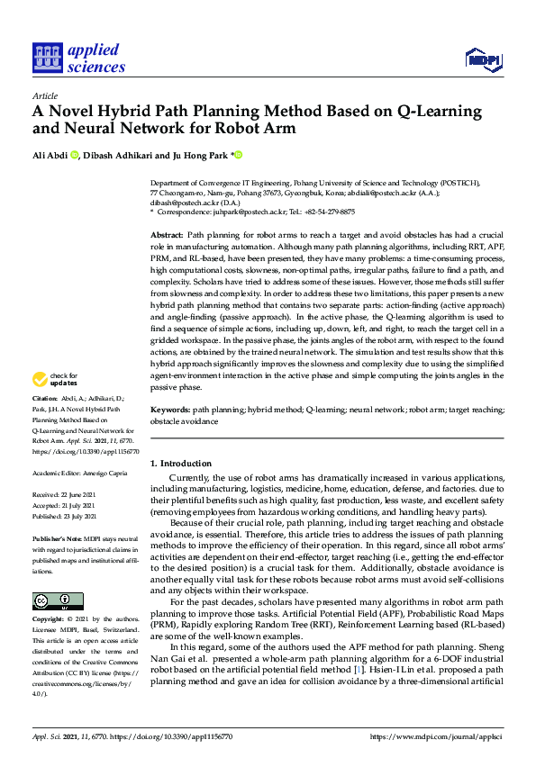(PDF) A Novel Hybrid Path Planning Method Based on Q-Learning and Neural Network for Robot Arm
