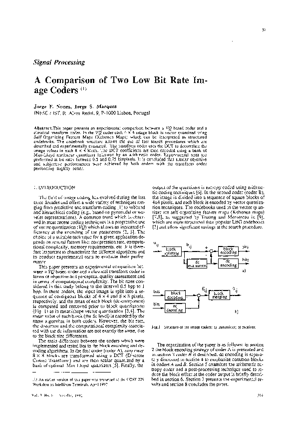 (PDF) A Comparison of Two Low Bit Rate Image Coders