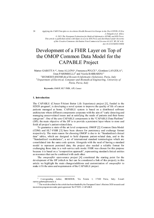 (PDF) Development of a FHIR Layer on Top of the OMOP Common Data Model ...