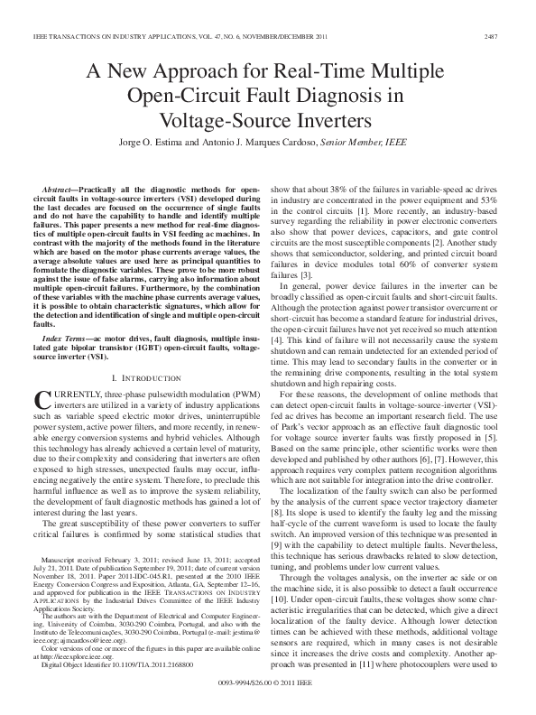 Pdf A New Approach For Real Time Multiple Open Circuit Fault