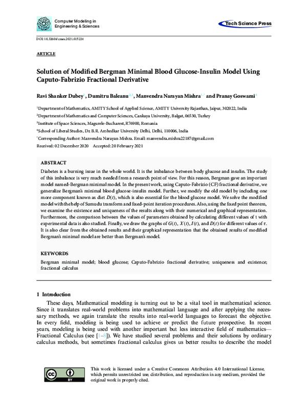 (PDF) Solution of Modified Bergman Minimal Blood Glucose-Insulin Model Using Caputo-Fabrizio ...