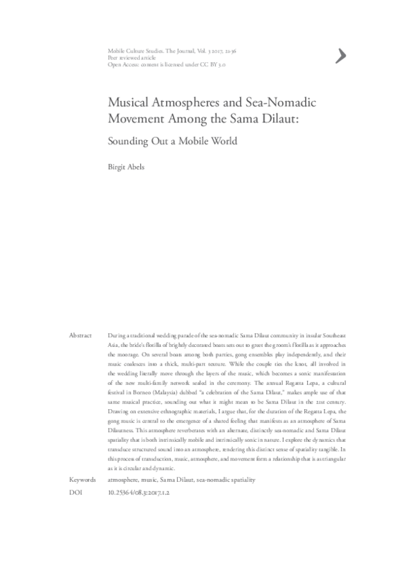 (PDF) Musical Atmospheres and Sea-Nomadic Movement among the Sama Dilaut