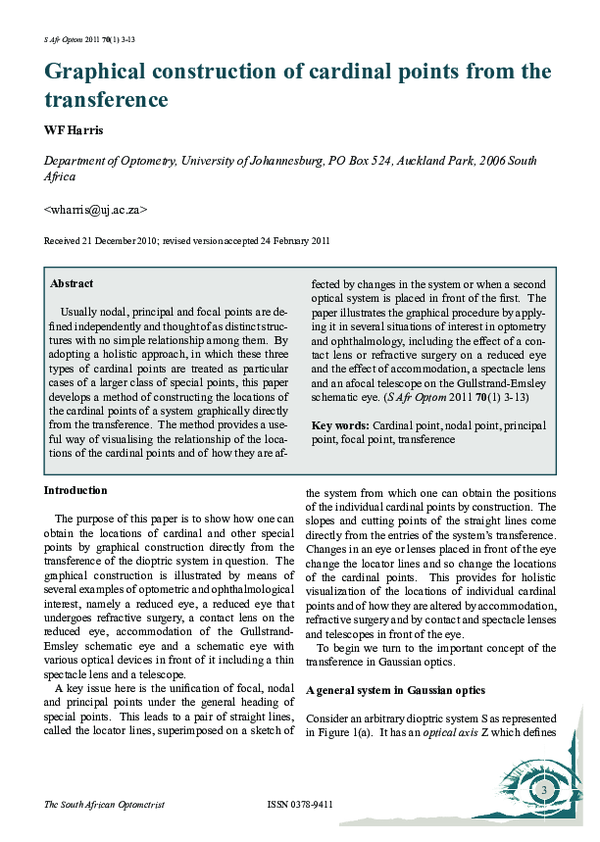 (PDF) Graphical construction of cardinal points from the transference
