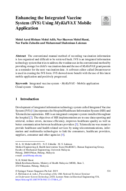 (PDF) Enhancing the Integrated Vaccine System (IVS) Using MyKidVAX ...