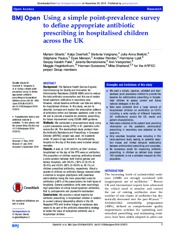 (PDF) Using a simple point-prevalence survey to define appropriate ...