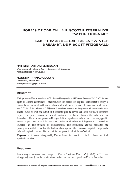 (PDF) Forms of Capital in F. Scott Fitzgerald’s “Winter Dreams”