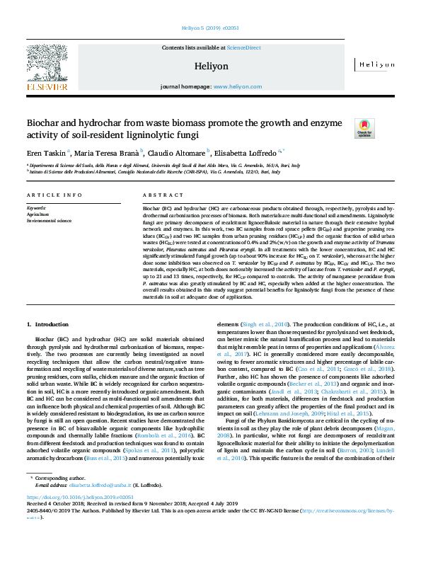 (PDF) Biochar and hydrochar from waste biomass promote the growth and ...