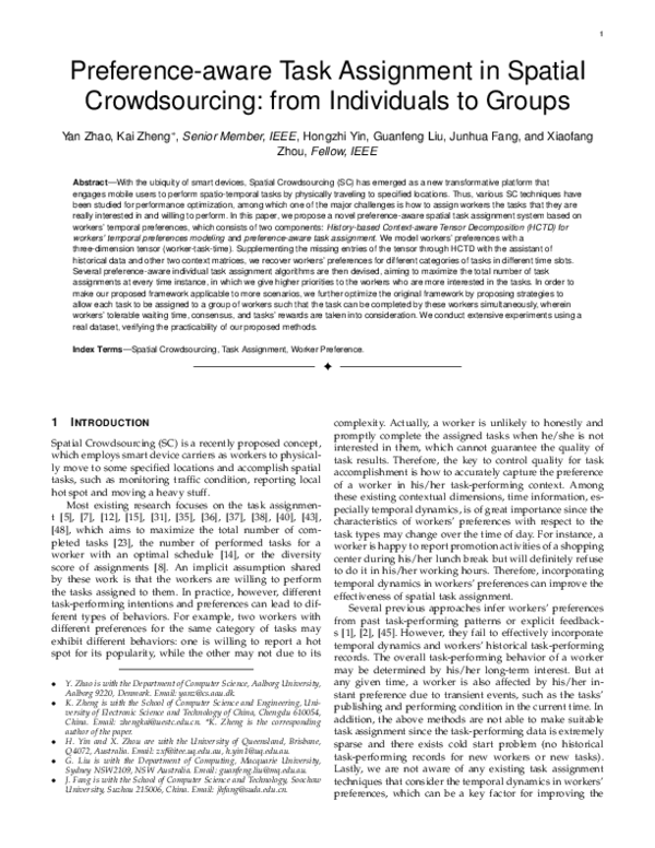 Pdf Preference Aware Task Assignment In Spatial Crowdsourcing From Individuals To Groups