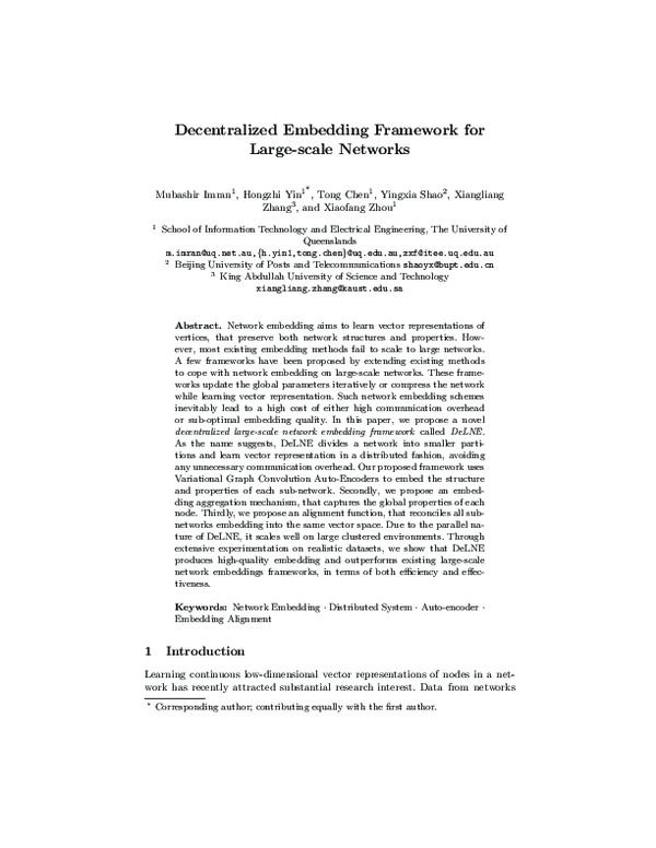 (PDF) Decentralized Embedding Framework for Large-Scale Networks