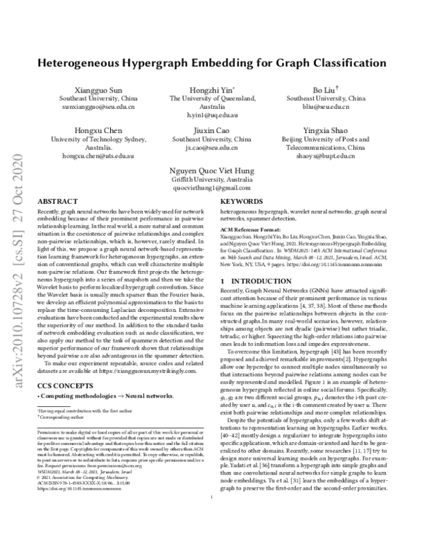 Pdf Heterogeneous Hypergraph Embedding For Graph Classification