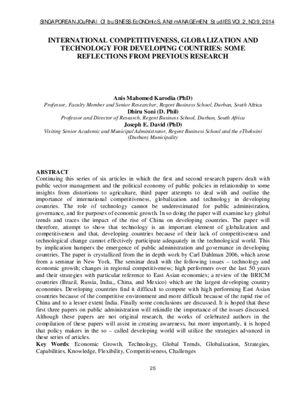 (PDF) International Competitiveness , Globalization and Technology for ...