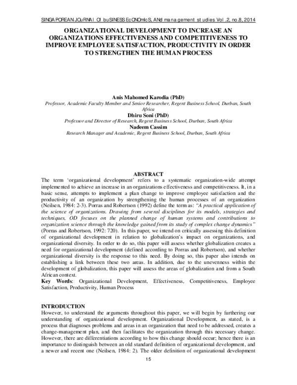(PDF) Organizational Development to Increase an Organizations Effectiveness and Competitiveness ...