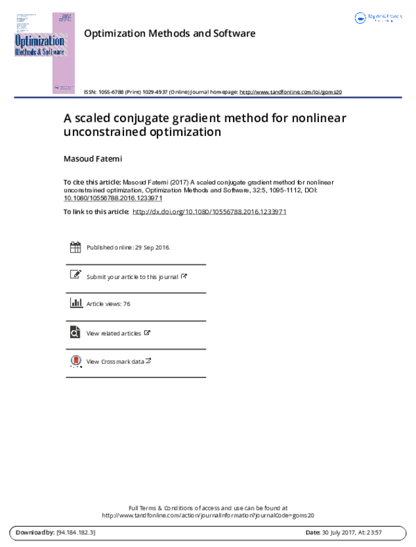 (PDF) A scaled conjugate gradient method for nonlinear unconstrained optimization