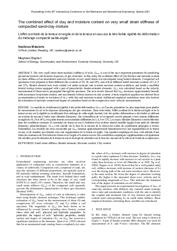 (PDF) The combined effect of clay and moisture content on very small ...