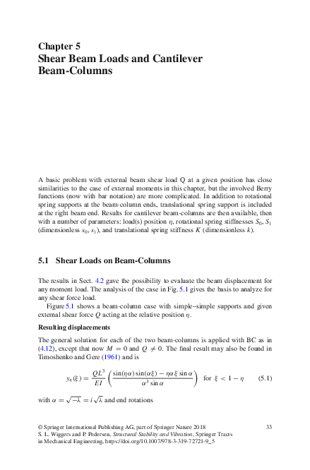 (PDF) Shear Beam Loads and Cantilever Beam-Columns