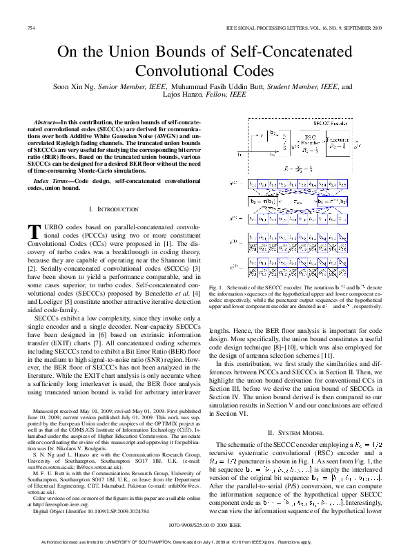 (PDF) On the Union Bounds of Self-Concatenated Convolutional Codes