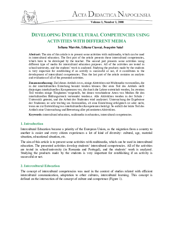 (PDF) Developing Intercultural Competencies Using Activities With Different Media