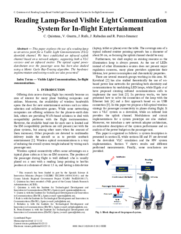 (PDF) Reading lamp-based visible light communication system for in ...