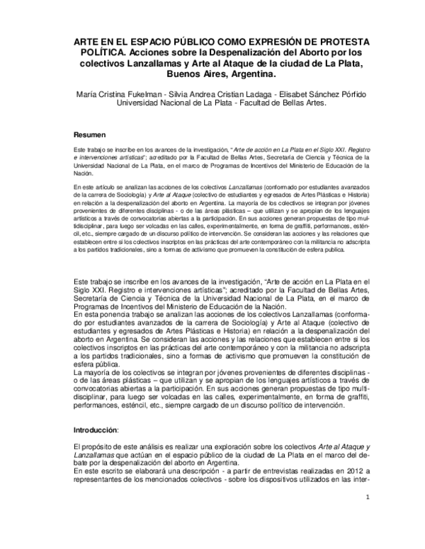 Arte en el espacio público como expresión de protesta política