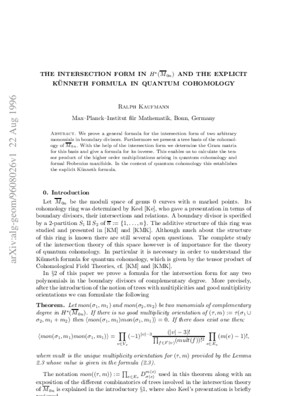 (PDF) The intersection form in the cohomology of the moduli space of ...