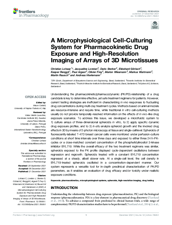 (PDF) A Microphysiological Cell-Culturing System for Pharmacokinetic ...