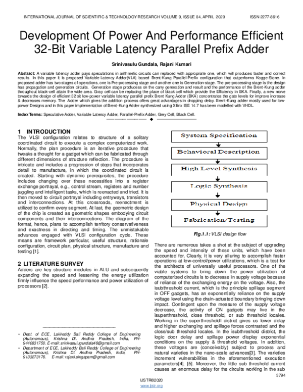 Pdf Development Of Power And Performance Efficient 32 Bit Variable