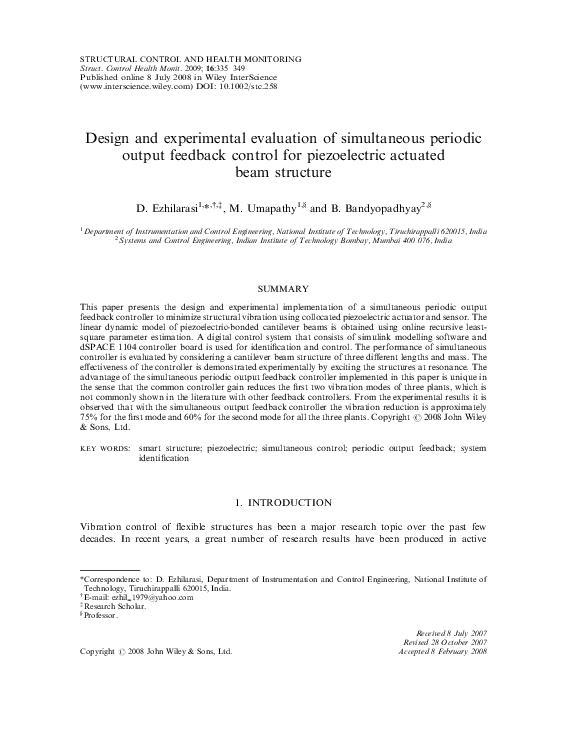 (PDF) Design and experimental evaluation of simultaneous fast output sampling feedback control ...