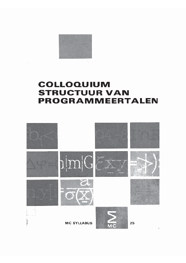 (PDF) Colloquium structuur van programmeertalen