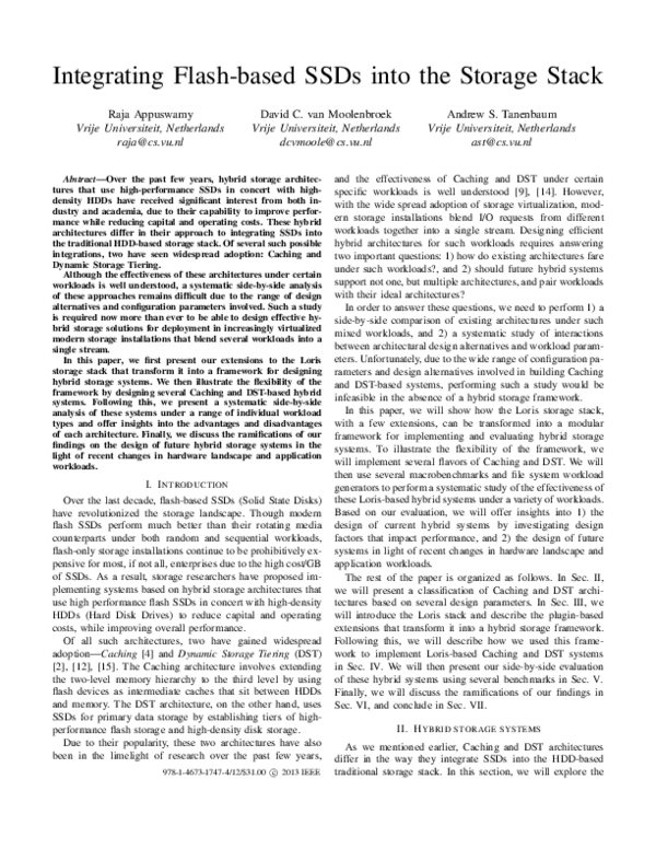 (PDF) Integrating flash-based SSDs into the storage stack
