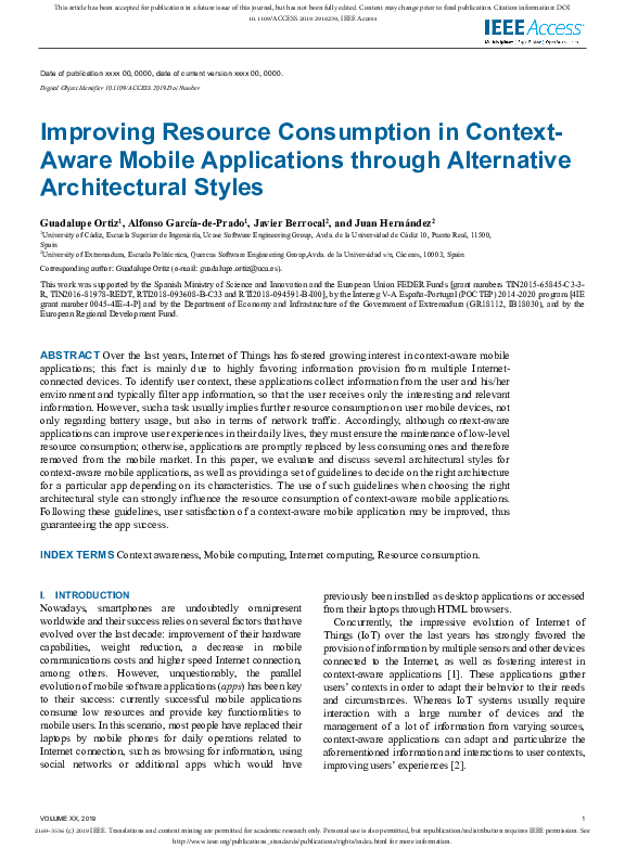 Pdf Improving Resource Consumption In Context Aware Mobile Applications Through Alternative