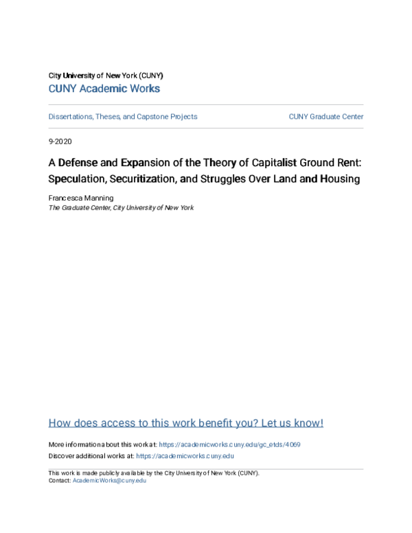 (PDF) A Defense and Expansion of the Theory of Capitalist Ground Rent ...