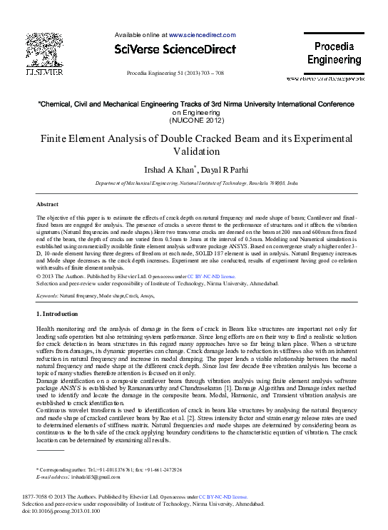 (PDF) Finite Element Analysis of Double Cracked Beam and its Experimental Validation