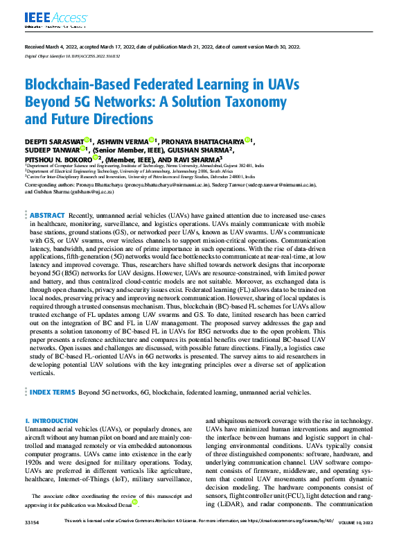 Pdf Blockchain Based Federated Learning In Uavs Beyond 5g Networks A Solution Taxonomy And