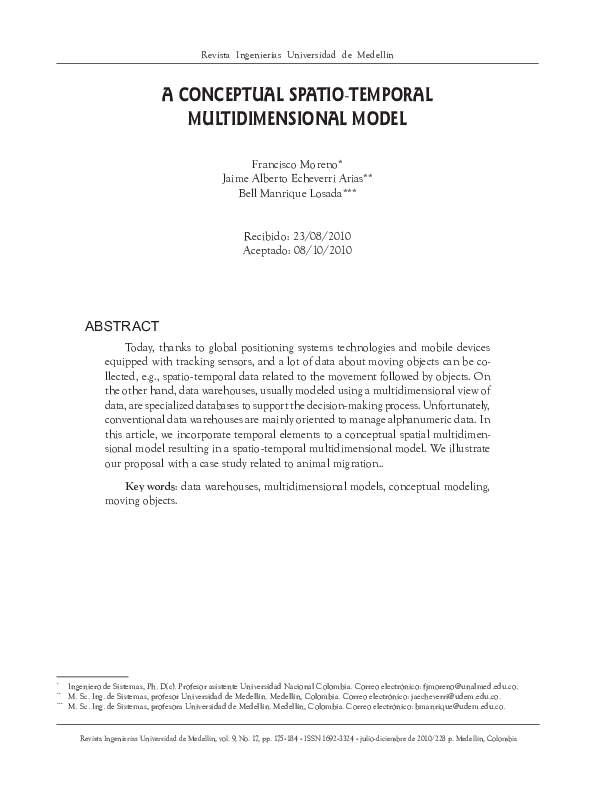 (PDF) A conceptual spatio-temporal multidimensional model