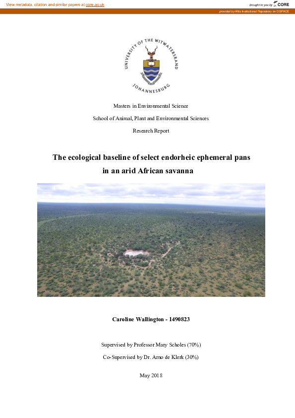 (PDF) The Ecological Baseline of Select Endorheic Ephemeral Pans in an ...