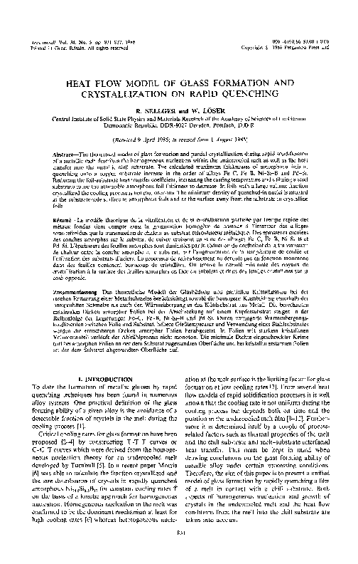 (PDF) Heat flow model of glass formation and crystallization on rapid ...