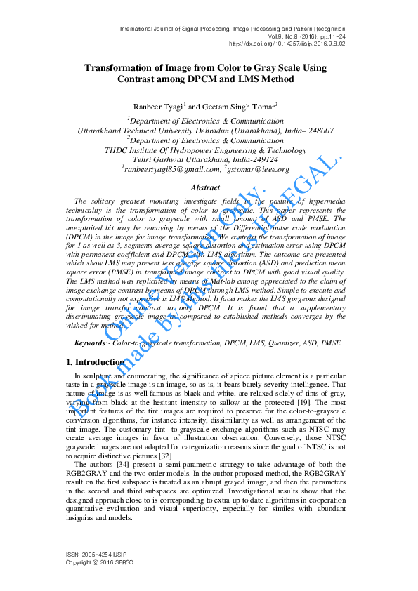 Pdf Transformation Of Image From Color To Gray Scale Using Contrast Among Dpcm And Lms Method