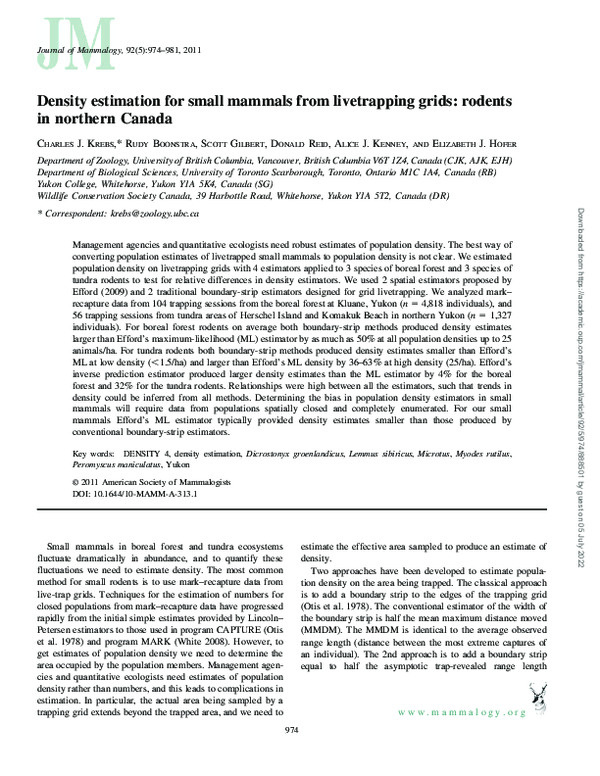 (PDF) Density estimation for small mammals from livetrapping grids ...